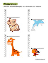 Measurement worksheets length & Height 1st Grade