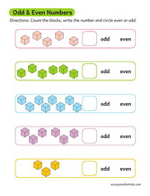 Odd and even numbers 1st grade worksheet